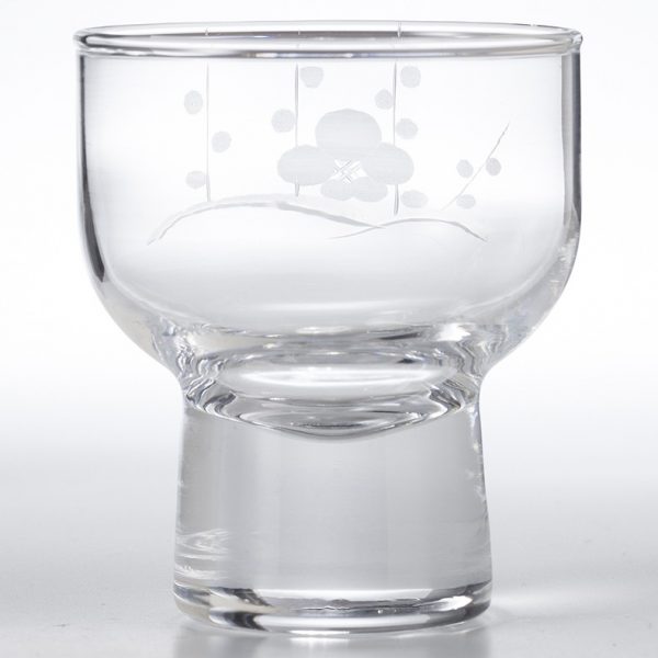 Kiriko Ochoko Clear Sake Glass Plum - SAKETALK Shop