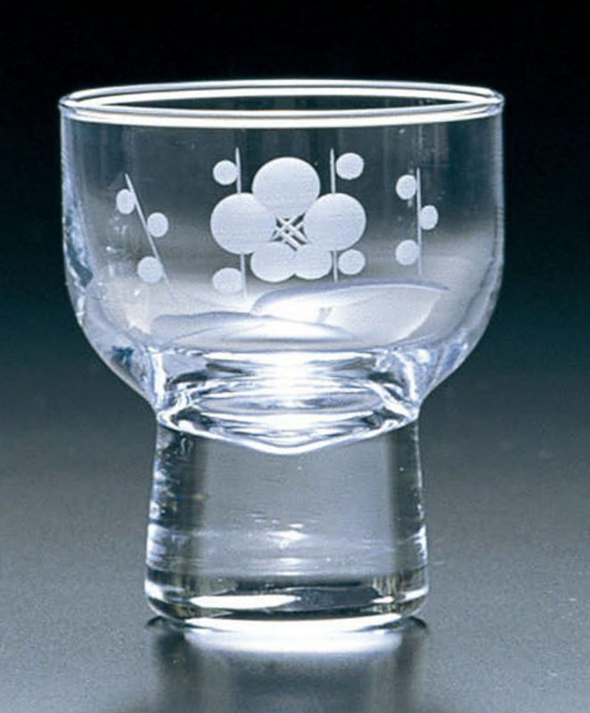 Kiriko Ochoko Clear Sake Glass Plum - SAKETALK Shop