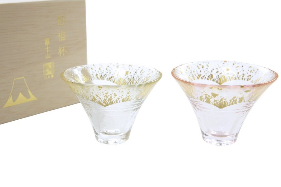 Sakazuki Sake Glass Set Fuji Pink White 【Wooden Boxed】 - SAKETALK Shop