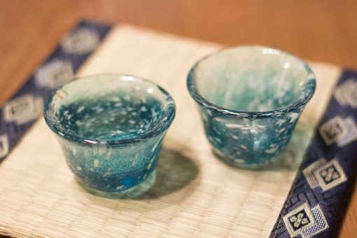 Glass Sake Set Ice Pocket Blue 【Paper Boxed】 - SAKETALK Shop